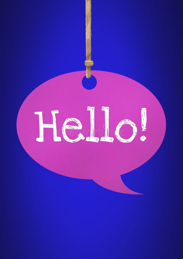 Hey Text on Hanging Paper Speech Bubble Stock Illustration ...