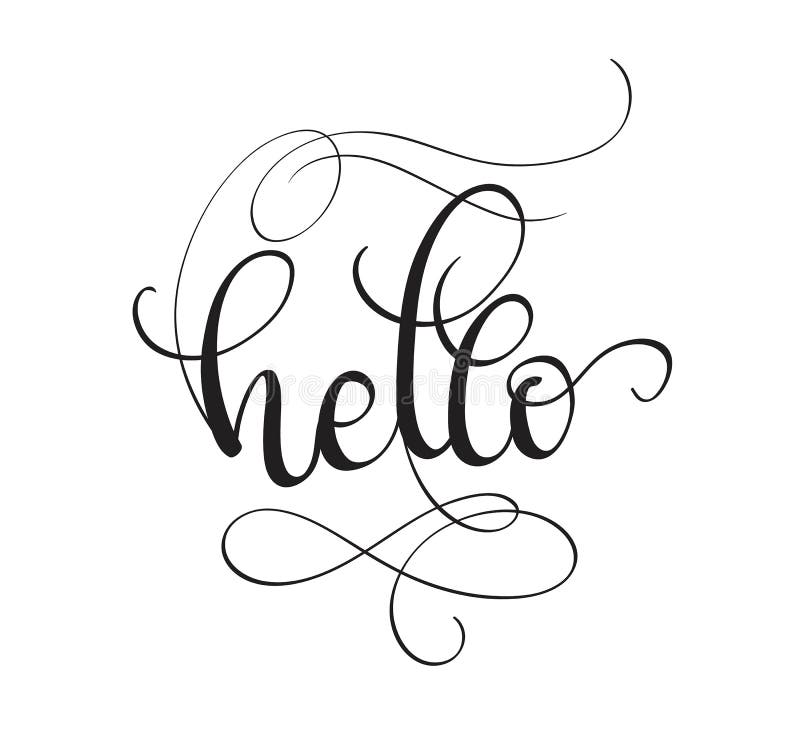Hello Text Isolated on White Background. Calligraphy and Lettering ...