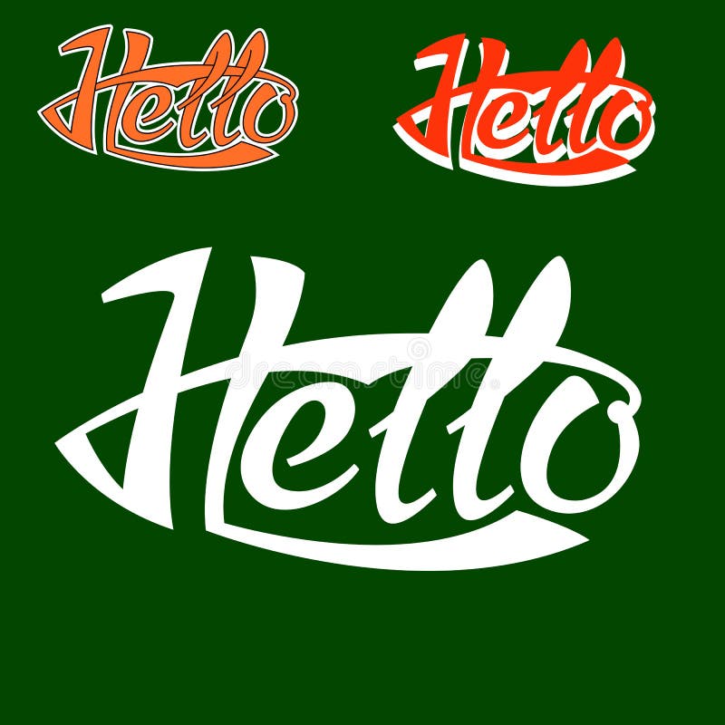 Hello Text Phrase Logo Vector Lettering Stock Vector - Illustration of ...