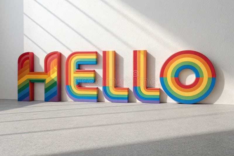 Hello Text with Rainbow 3d Effect - Generated by Ai Stock Illustration ...