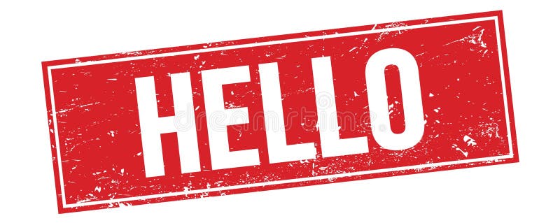 HELLO Text on Red Grungy Rectangle Stamp Stock Illustration ...