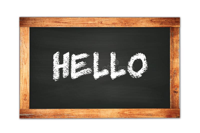 HELLO Text Written on Wooden Frame School Blackboard Stock Illustration ...
