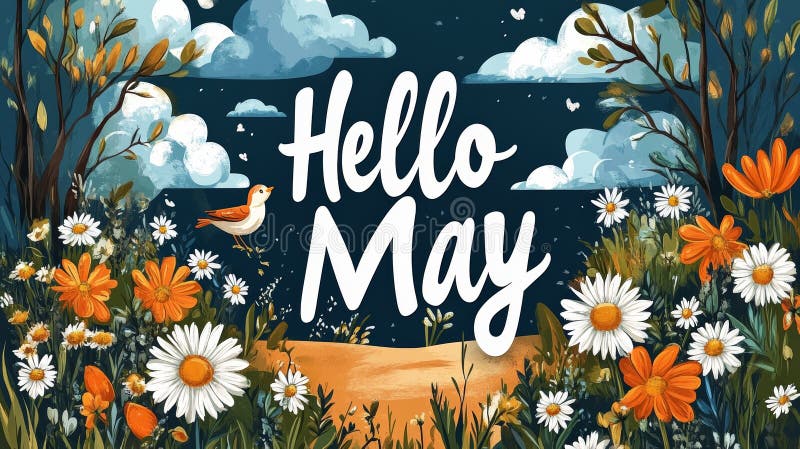 Hello To the May Landscape of a Spring Meadow Filled with Daisies and a ...