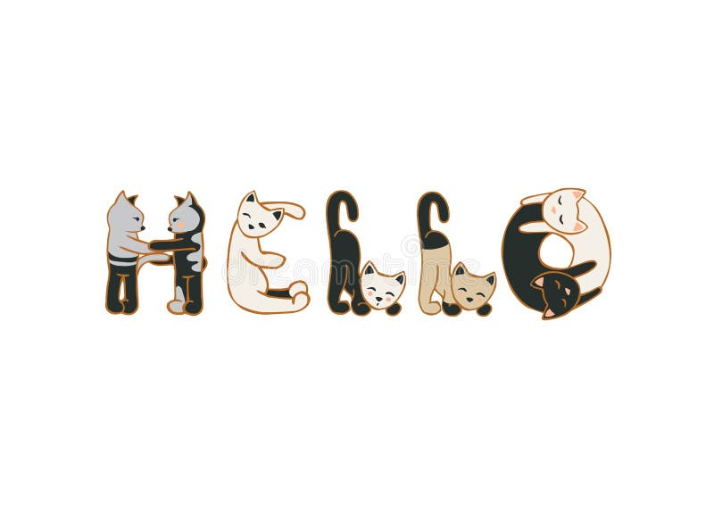 Hello. Vector Inscription of Cat Letters Stock Vector - Illustration of ...