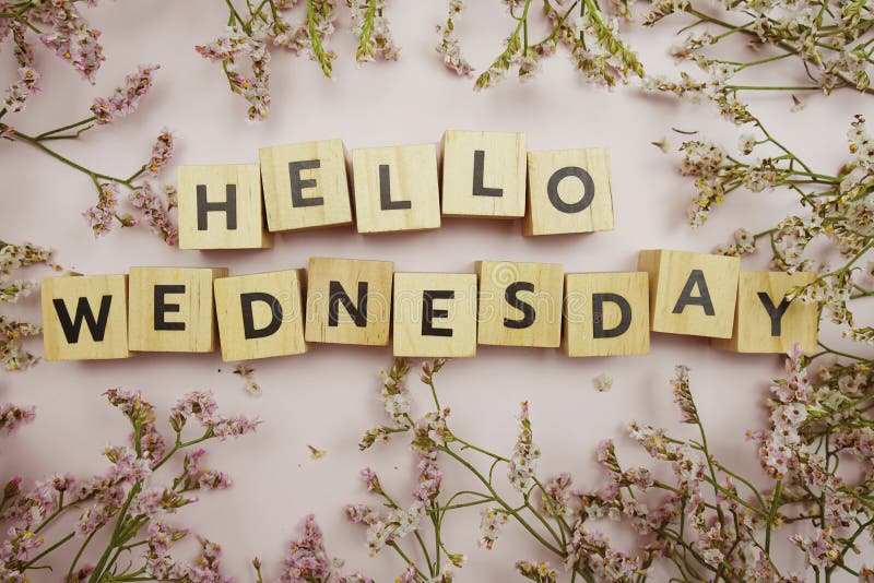 Hello Wednesday Alphabet Letter on Pink Background Stock Image - Image ...