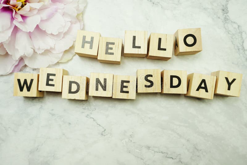 Hello Wednesday Alphabet Letter with Space Copy on Marble Background ...