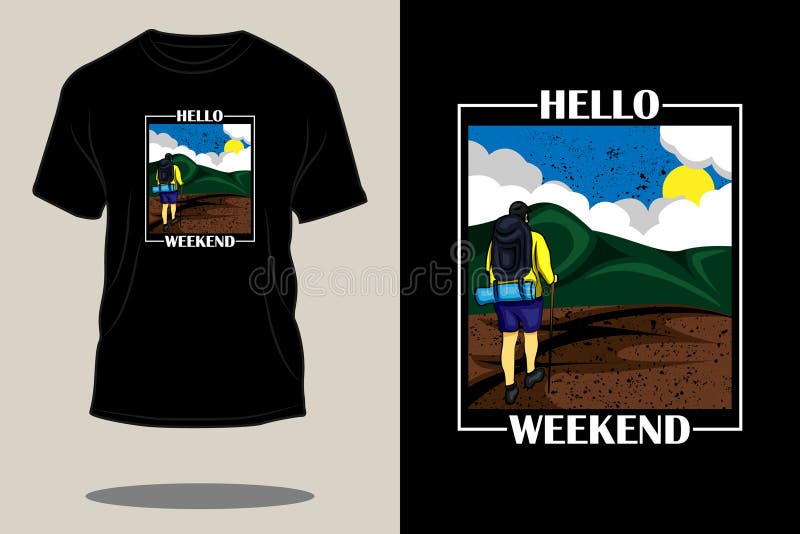 Hello Weekend Retro Vintage T Shirt Design Stock Vector - Illustration ...