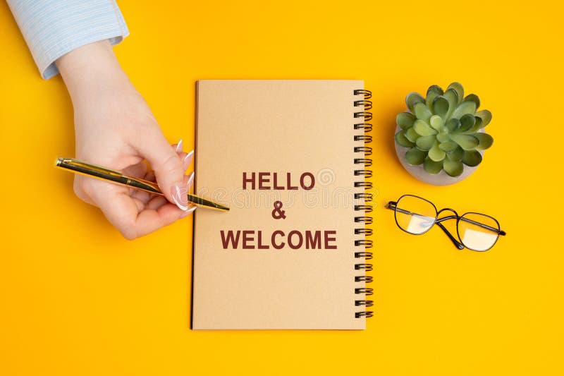 Hello and welcome concept. stock image. Image of gesture - 371043885