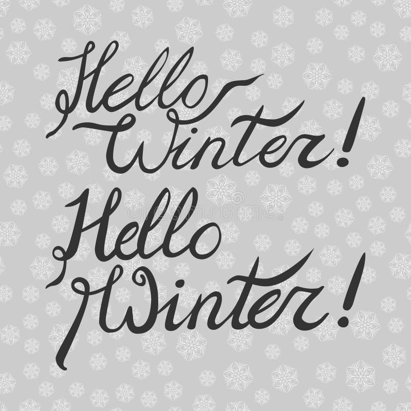 Hello Winter Black Ink Vector Lettering Set Stock Vector - Illustration ...