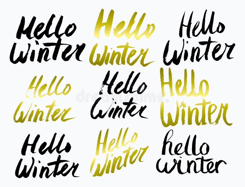 Hello Winter Collection Text. Vector. Lettering. Drawing by Hand ...