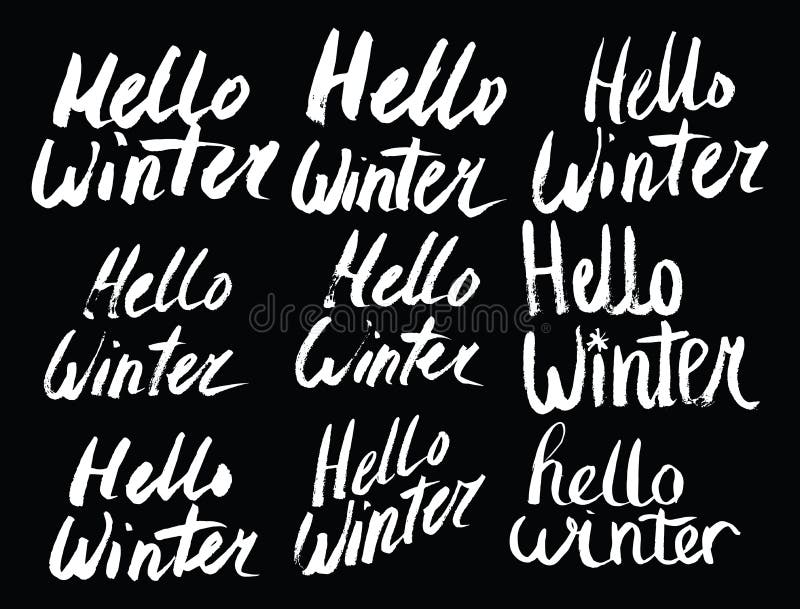 Hello Winter Collection Text. Vector. Lettering. Drawing by Hand ...