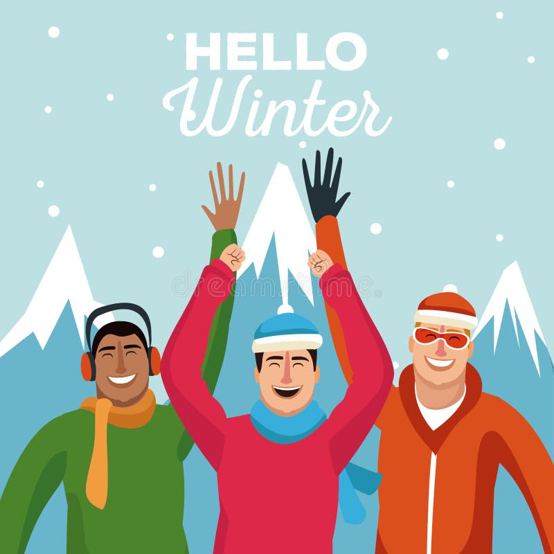 Hello winter concept stock vector. Illustration of skier - 113181508