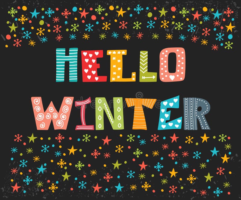 Hello Winter Greeting Card. Winter Concept Card Stock Vector ...