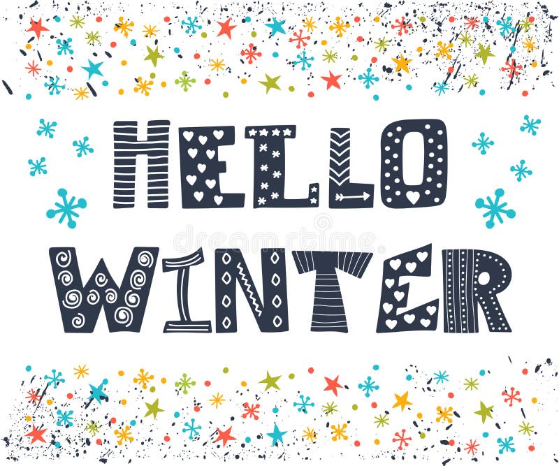 Hello Winter Greeting Card. Winter Concept Card Stock Vector ...