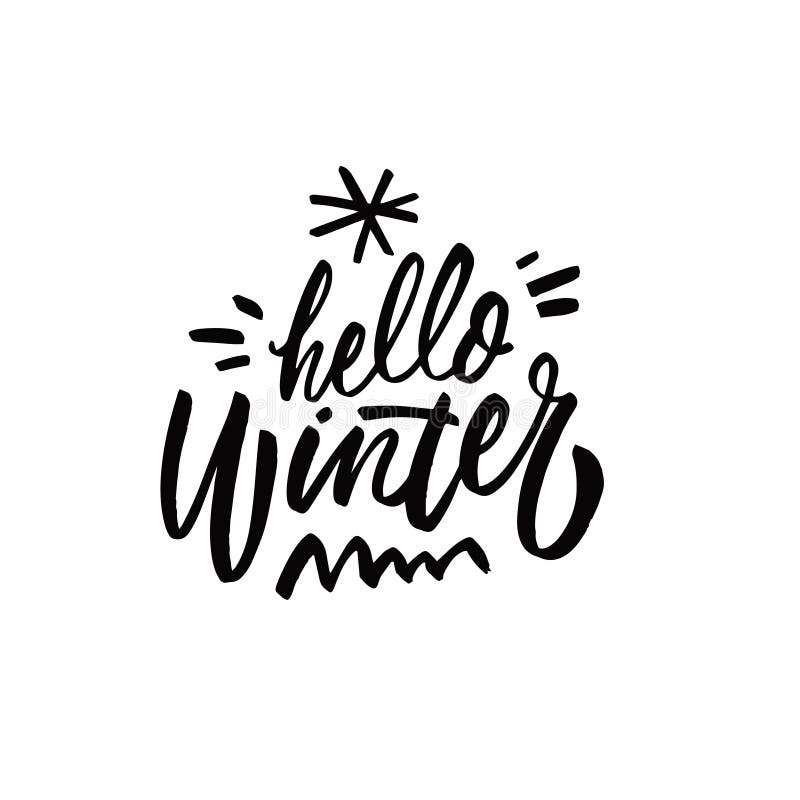 Hello December Sign. Cartoon Style. Hand Drawn Vector Lettering Stock ...