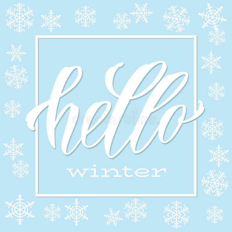 Hello Winter Handlettering Inscription. Lettering Vector Illustration ...