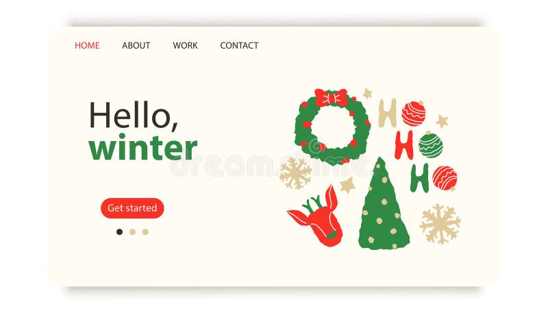 Hello Winter Home Page Template Flat Cartoon Background Vector Stock Vector - Illustration of ...