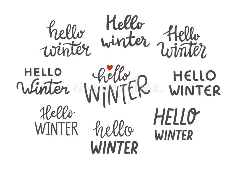 Hello Winter Lettering Set and Isolated Vector Stock Vector ...
