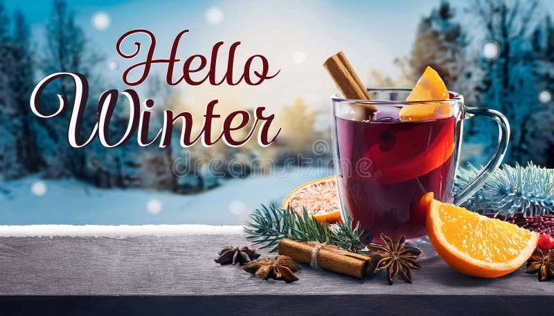 Hello Winter Poster Design stock illustration. Illustration of ...