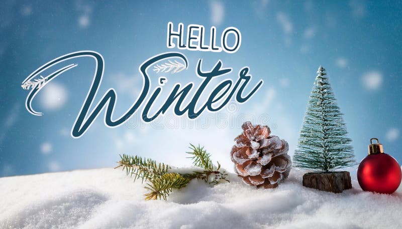 Hello Winter Poster Design stock illustration. Illustration of ...