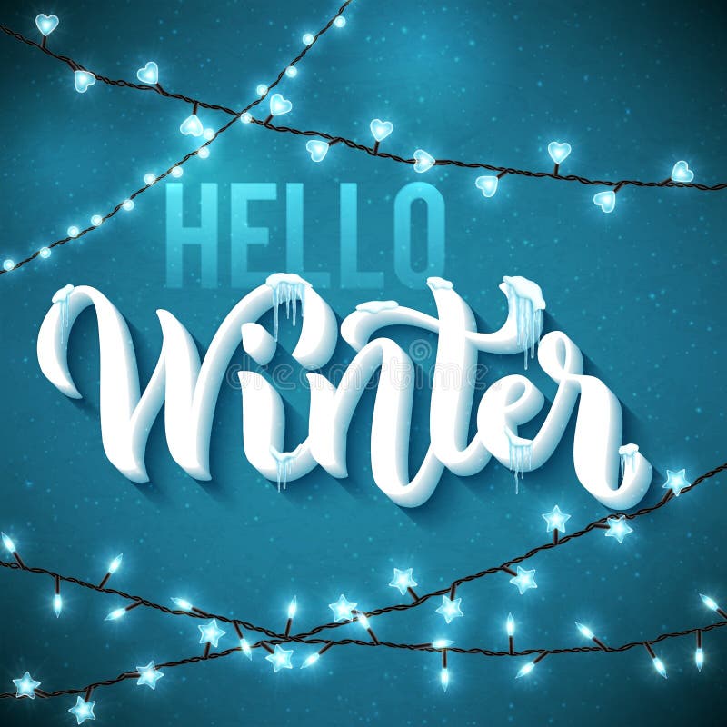 Hello Winter Poster with Realistic Icicles and Christmas Sparkling ...