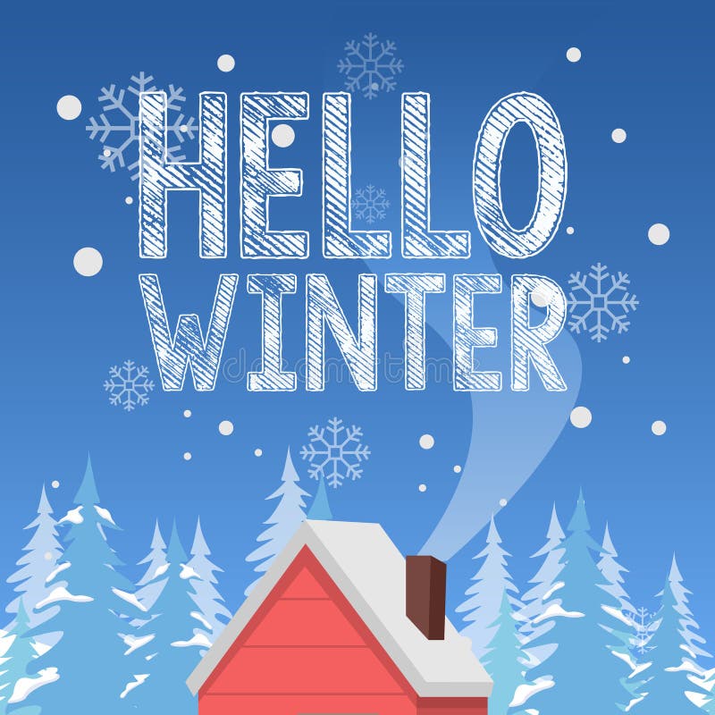Hello Winter in Snow Background Illustration Stock Vector ...