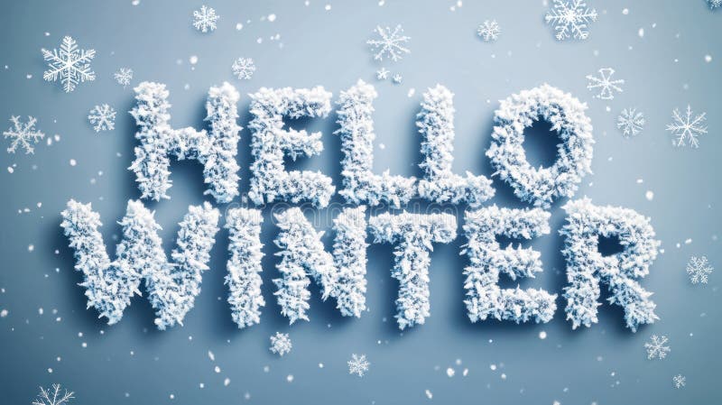 Hello Winter Snowflake Letters on Frosty Background Stock Image - Image ...