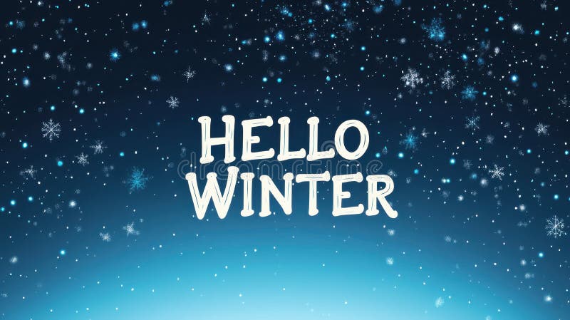 Hello Winter: Sparkling Snowflakes and Blue Night Sky Stock Image ...