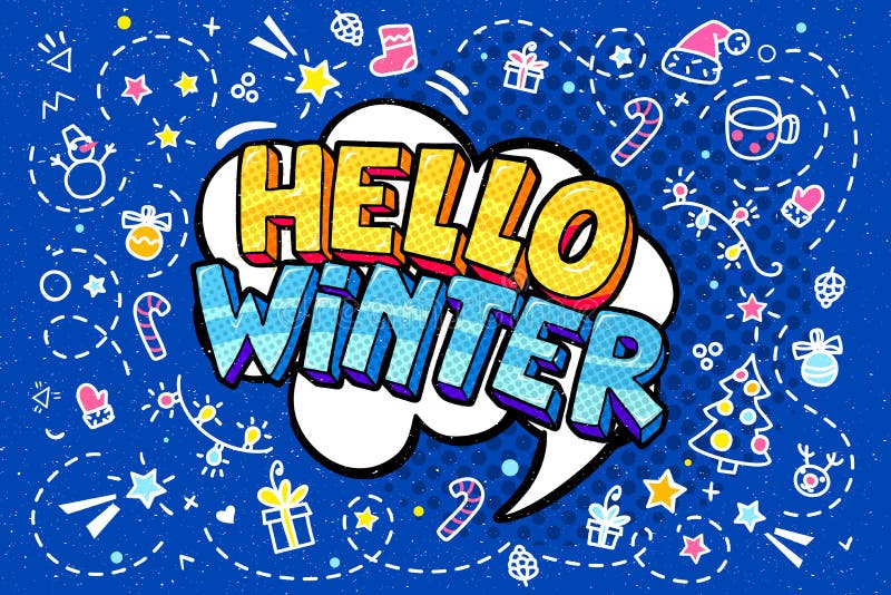 Hello Winter word bubble. stock vector. Illustration of emotion - 105443103