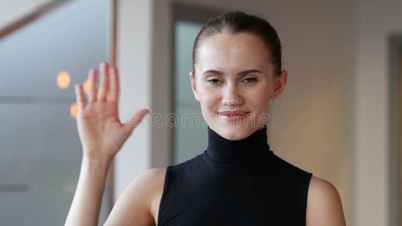 Old Woman Waving Hand To Say Hello on White Background Stock Footage ...