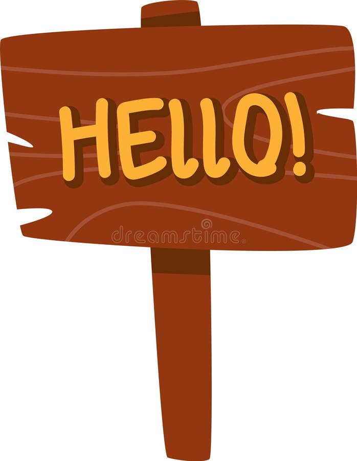 Hello Wooden Board stock vector. Illustration of text - 284233258