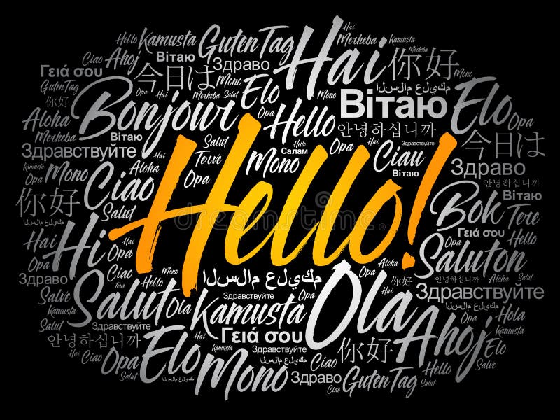 Hello in Different Languages Word Cloud Stock Illustration ...