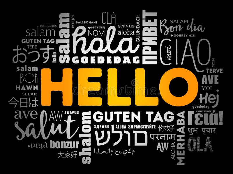 Hello in Different Languages Word Cloud Stock Illustration ...
