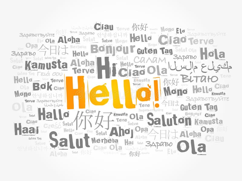 Hello in Different Languages Word Cloud Stock Illustration ...