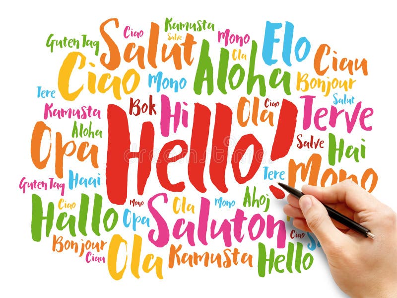 Hello in Different Languages Word Cloud Stock Illustration ...