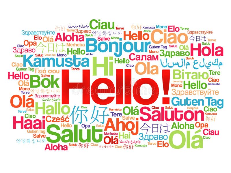 Hello in Different Languages Word Cloud Stock Illustration ...