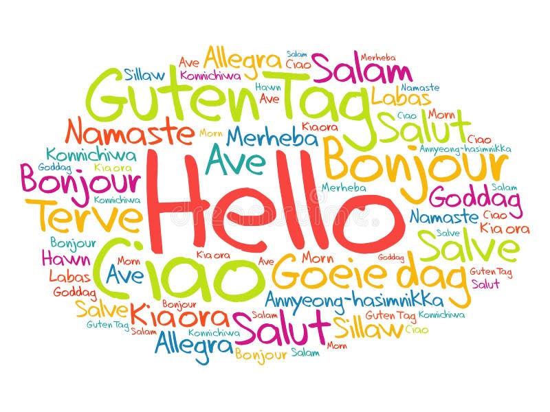 Hello Word Cloud in Different Languages Stock Illustration ...