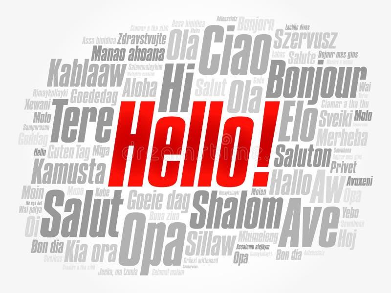 Hello Word Cloud Collage in Different Languages Stock Illustration ...