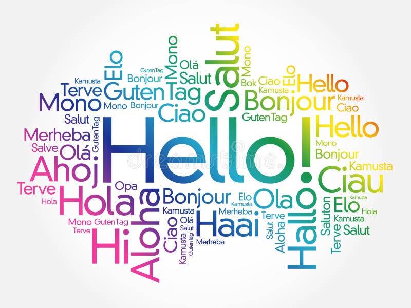 Hello in Different Languages Word Cloud Stock Illustration ...