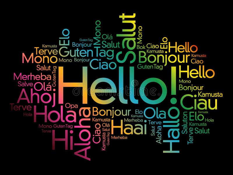 Hello in Different Languages Word Cloud Stock Illustration ...