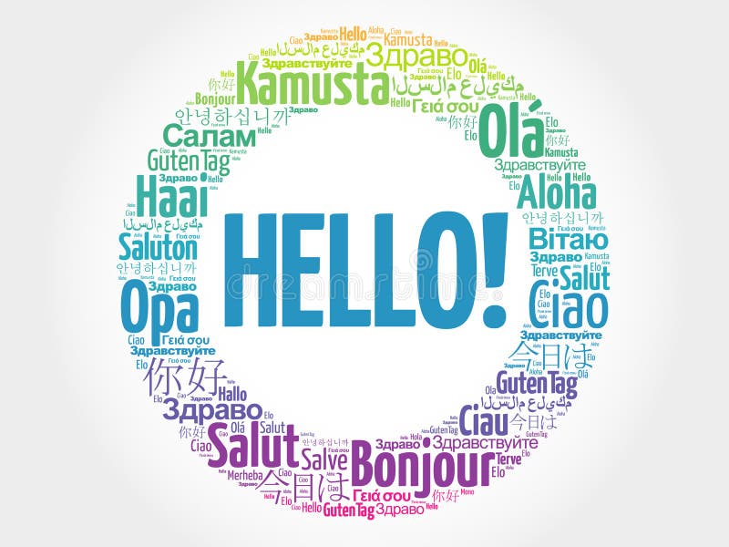Hello in Different Languages Word Cloud Stock Illustration ...