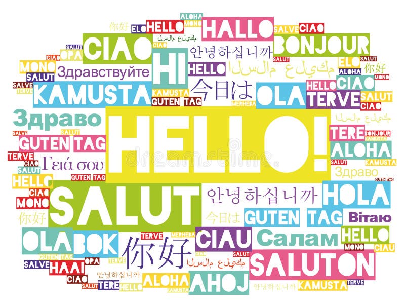 Hello Word Cloud in Different Languages of the World Stock Illustration ...