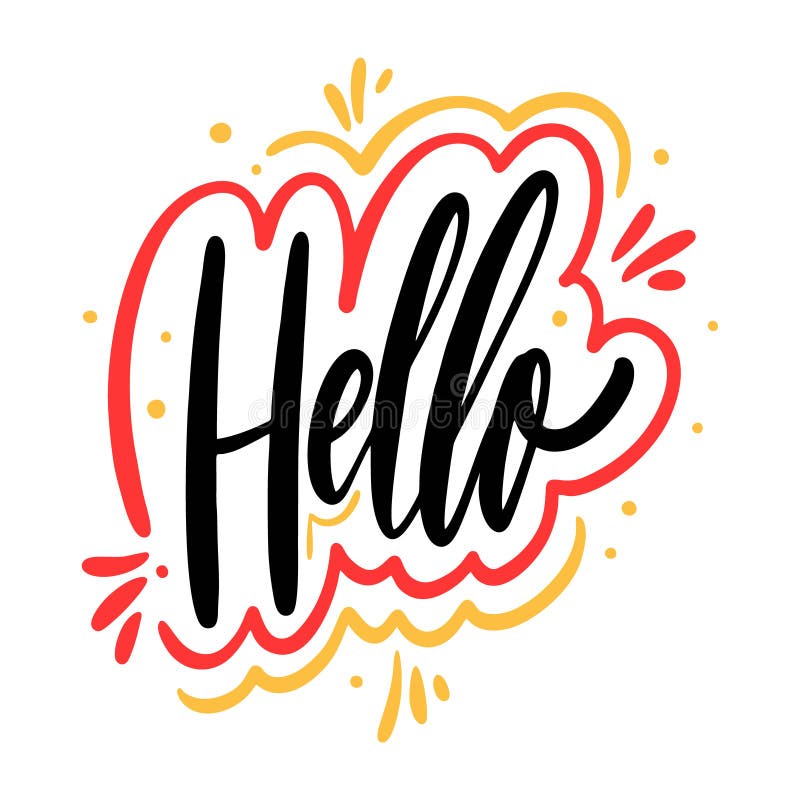 Hello Word. Hand Written Lettering. Black Color Vector Illustration ...