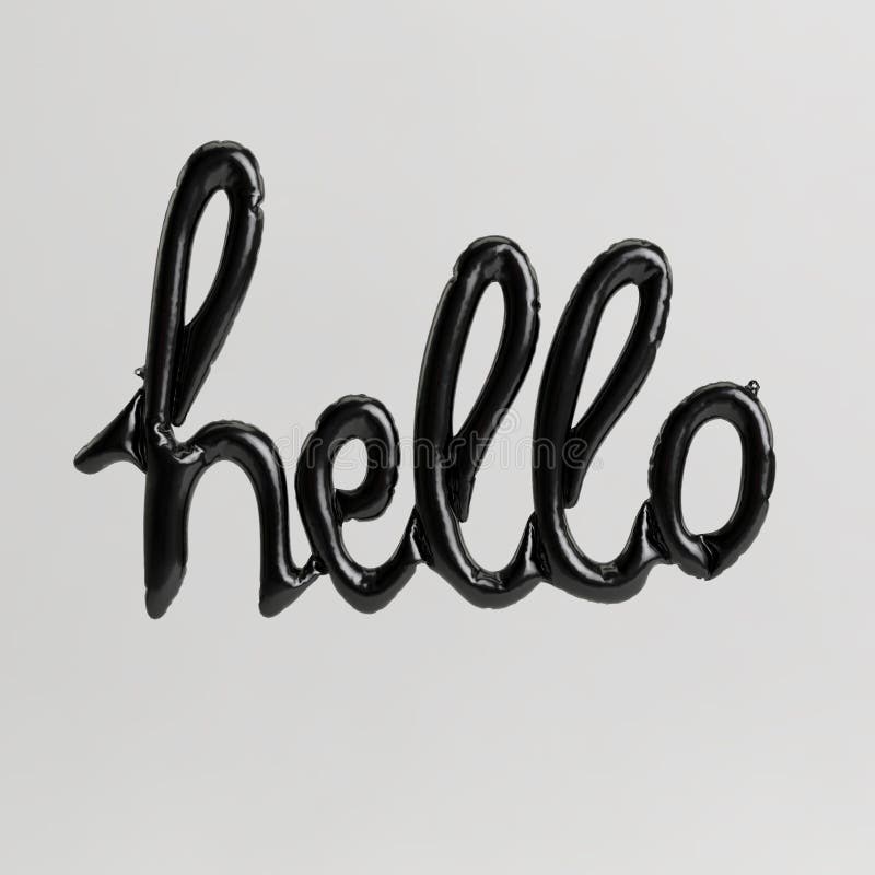 Hello Word-shaped 3d Illustration of Black Balloon Isolated on White ...