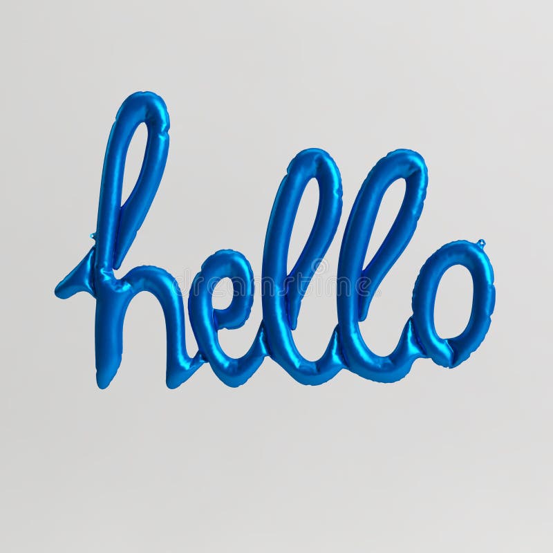 Hello Word-shaped 3d Illustration of Translucent Blue Balloons Isolated ...