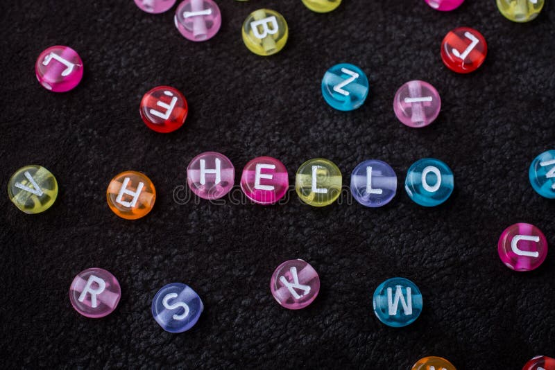 Hello Wording with Multi Color Alphabet Letter Beads Stock Image ...