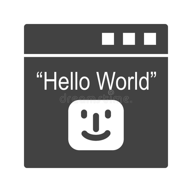 Hello World Program stock vector. Illustration of display - 79911576