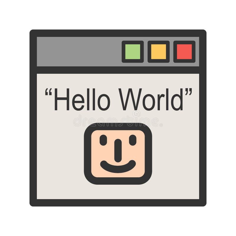 Hello World Program stock vector. Illustration of design - 83794976