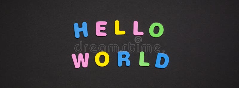 Hello World Writing on Black Paper Background Stock Image - Image of ...