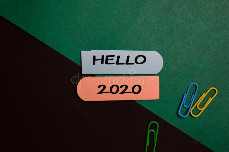 Hello 2020 Write on a Sticky Note Isolated on Office Desk Stock Photo ...